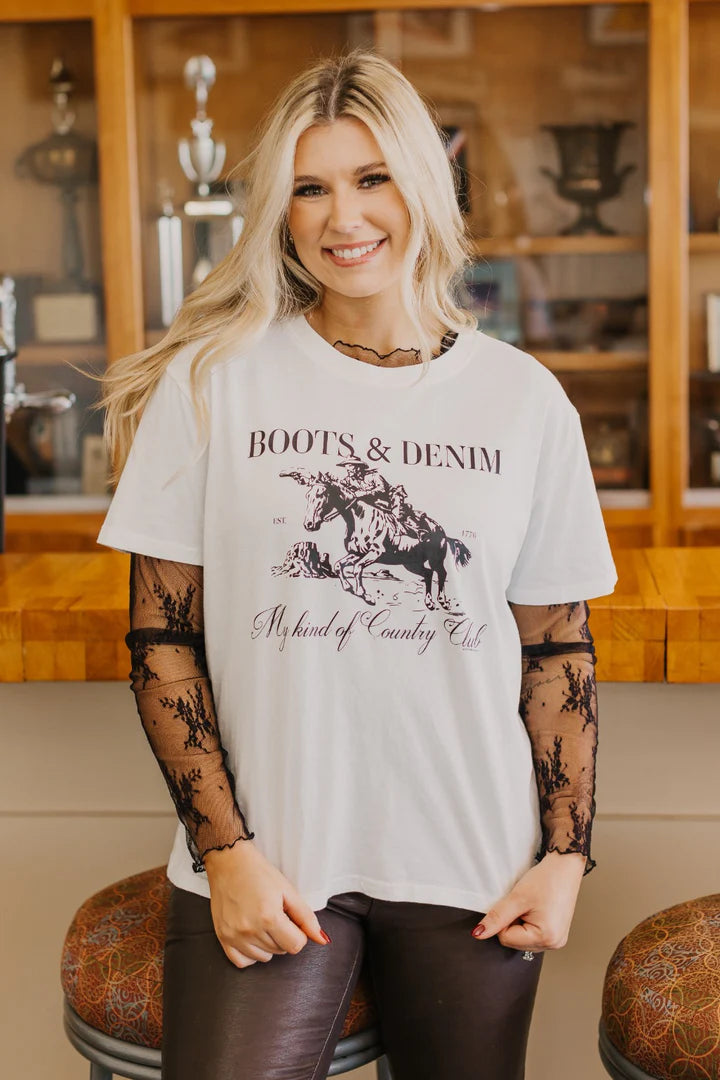 Boot & Denim White True Fit Tee – Fast Shipping